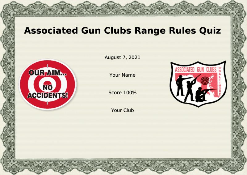Range Rule Quiz - Associated Gun Clubs of Baltimore